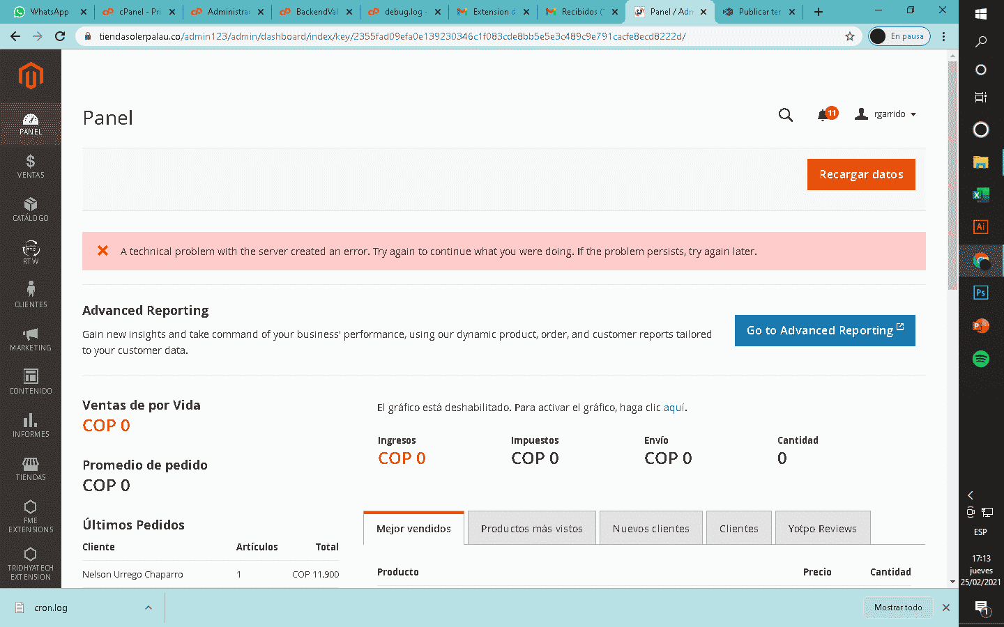 A technical problem with the server created an error – Instalación y Configuración – Foro ...